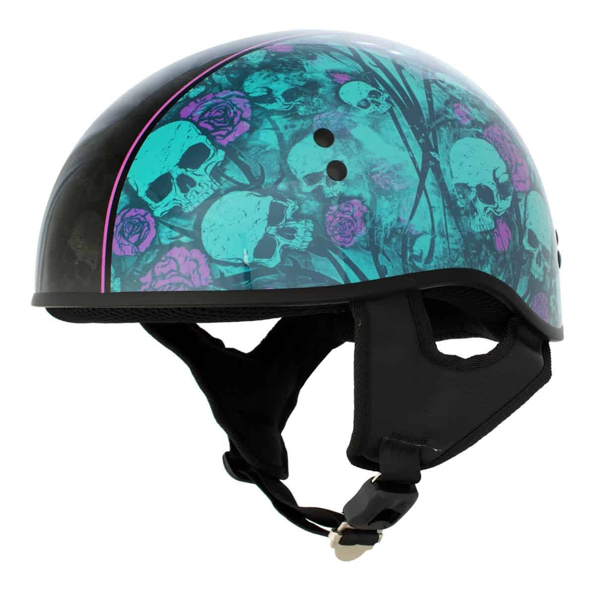 HOT Leathers Skull Bones Bolt DOT Approved Motorcycle Helmet