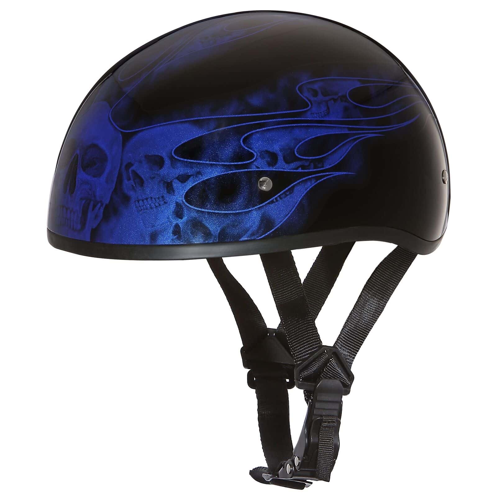 Daytona Skull D6-SFB W/ Skull Flames Blue Motorcycle Helmet