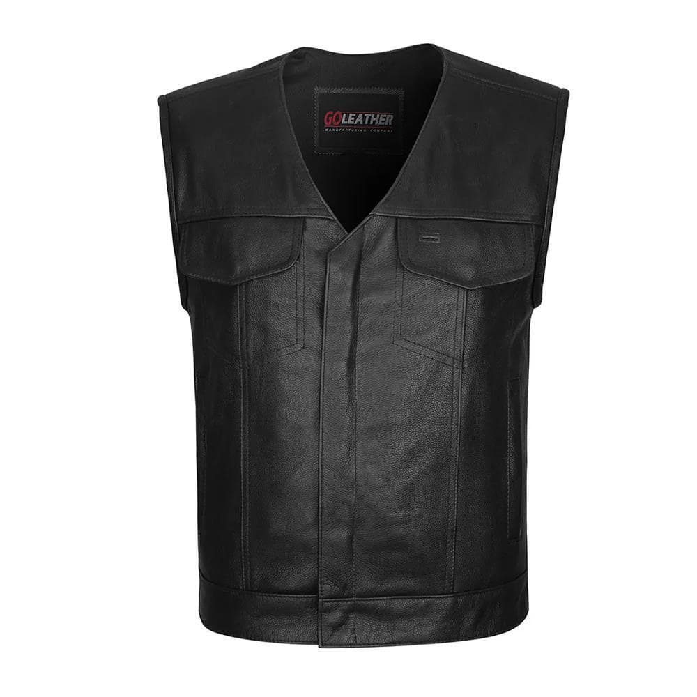 GOLEATHER G761 Motorcycle Club Vest V-Neck Leather Vest